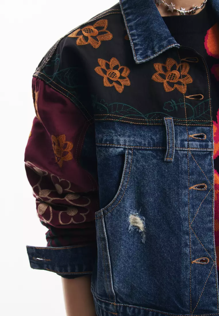 Desigual Desigual Woman Patchwork denim jacket. 2025 | Buy Desigual ...