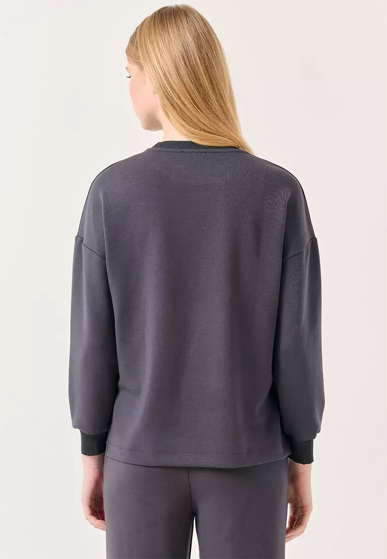 Jimmy Key Jimmy Key Anthracite Crew Neck Long Sleeved Oversized ...