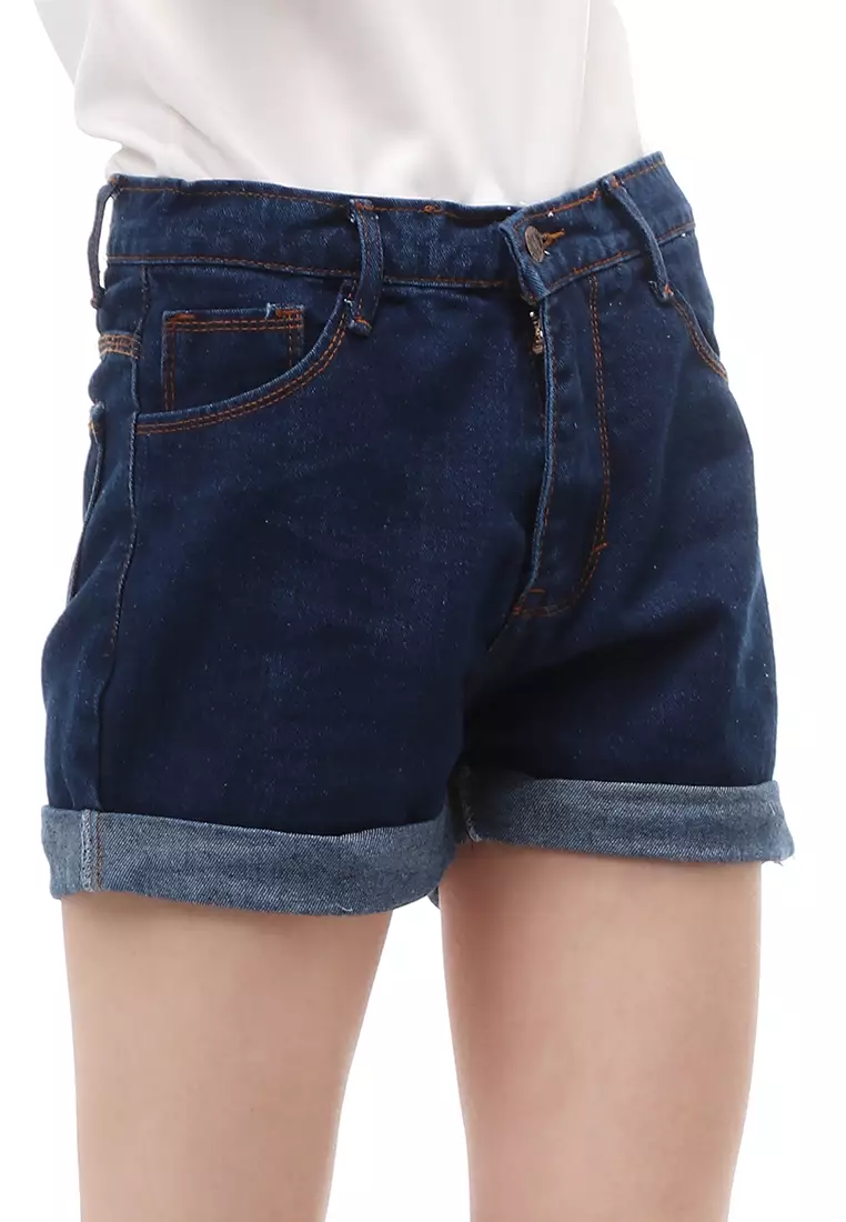 Jual Evernoon Radmila Hot Pants Wanita Aksen Lipat Regular Fit - Biru Tua Original 2025 | ZALORA ...