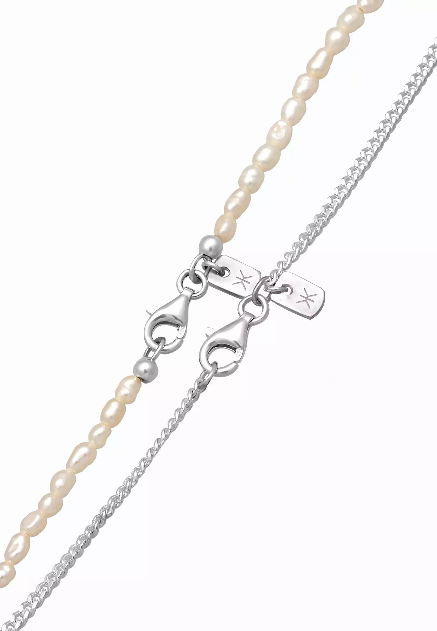 Buy Kuzzoi Men's Silver Pearl and Curb Chain Choker Set 2026 Online ...