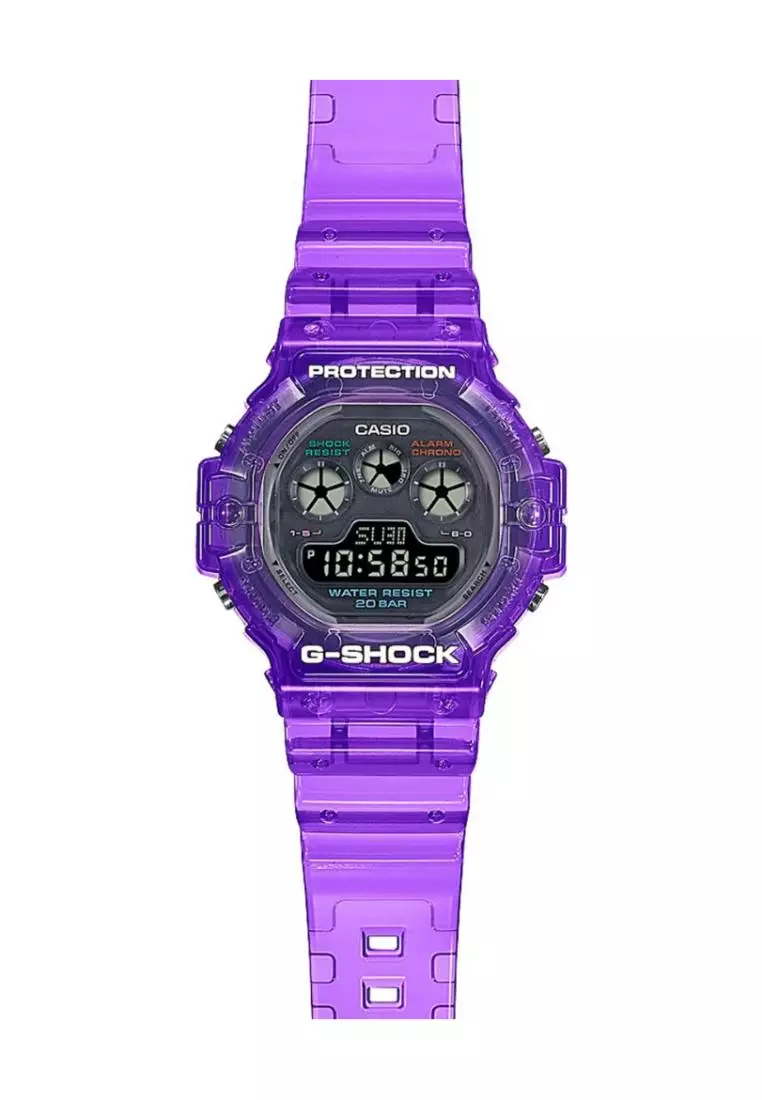 Buy Casio Casio G-Shock Digital Purple Transparent Resin Strap Unisex ...