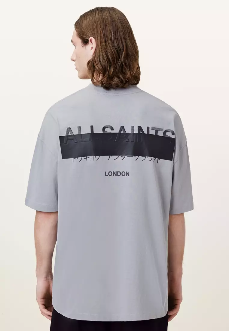 AllSaints Redact Oversized Embroidered Logo T-Shirt 2025 | Buy ...