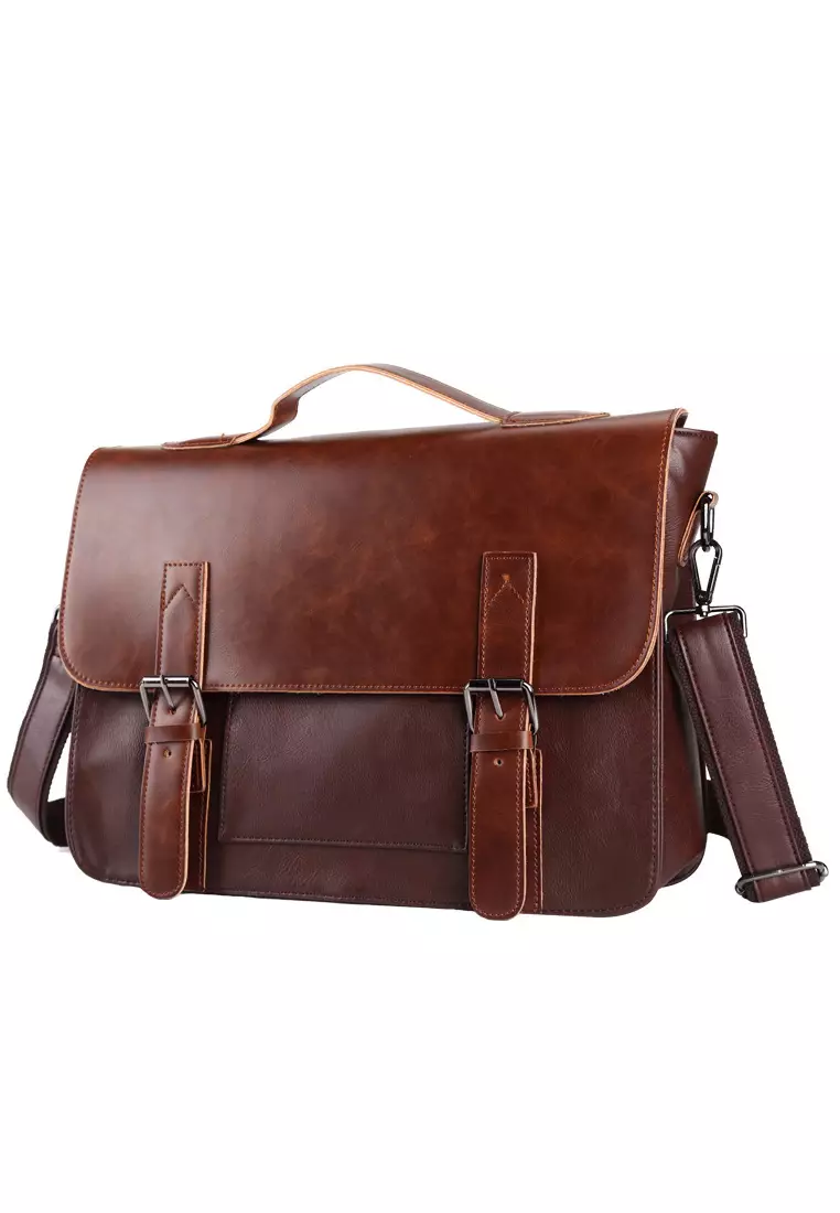 Buy Lara Men Front Flap Buckle Fasten Messenger Bag - Dark Brown 2025 ...