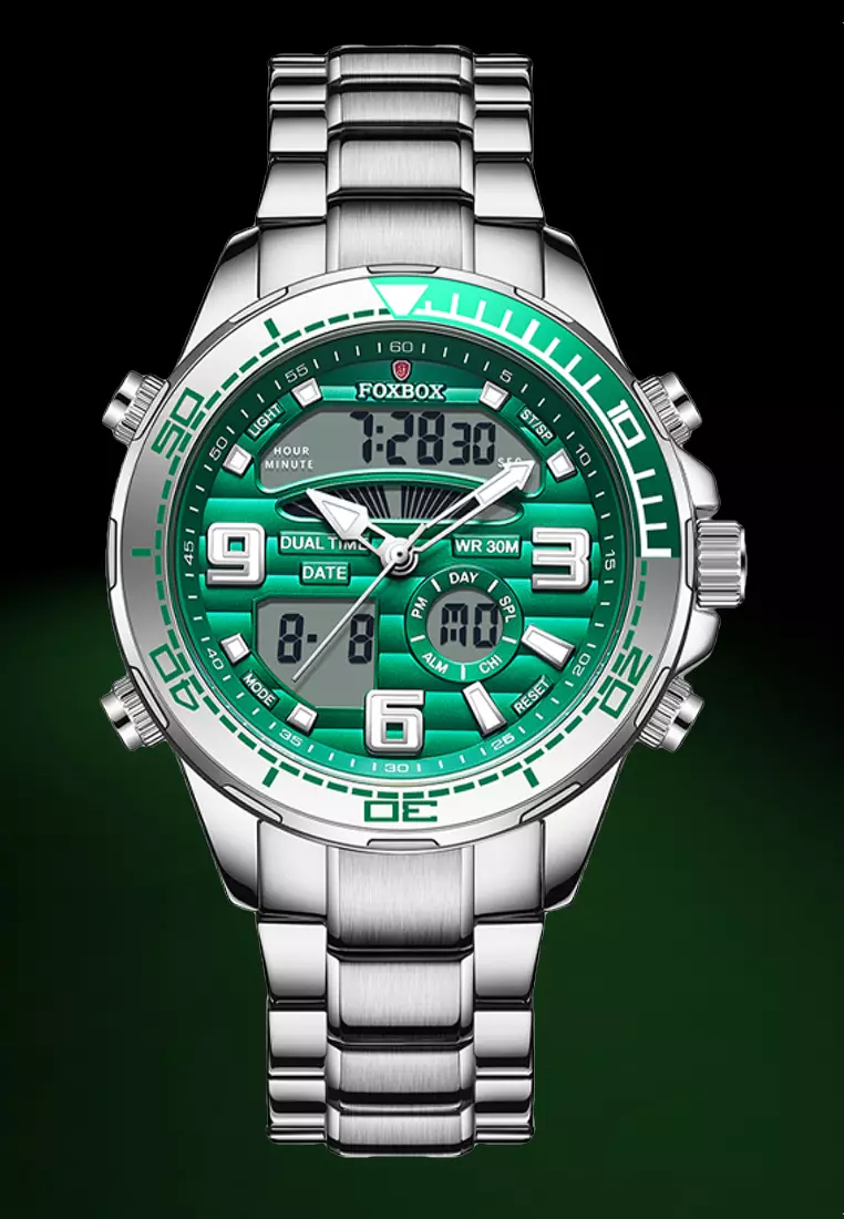 Buy LIGE FOXBOX Unisex Stainless Steel Diver's Analogue/Digital Quartz ...