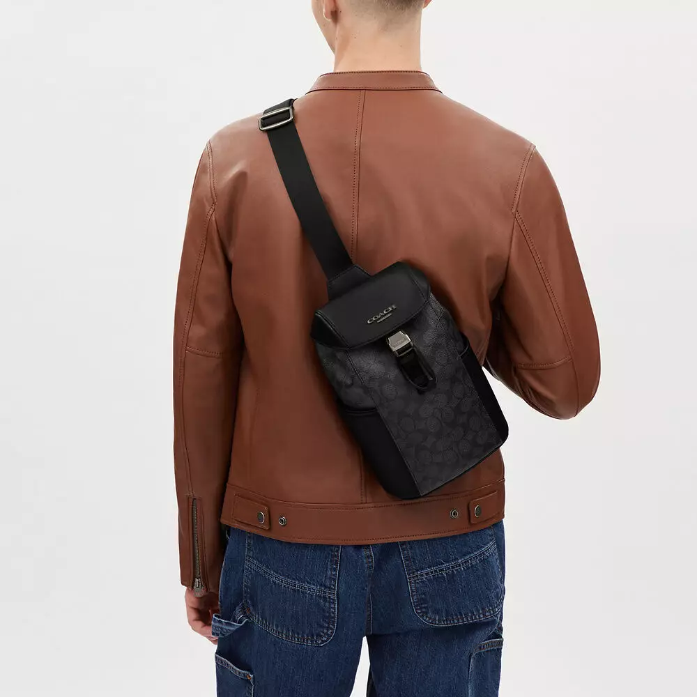 Jual COACH Racer Pack In Signature Canvas Charcoal Black Original 2025 ...