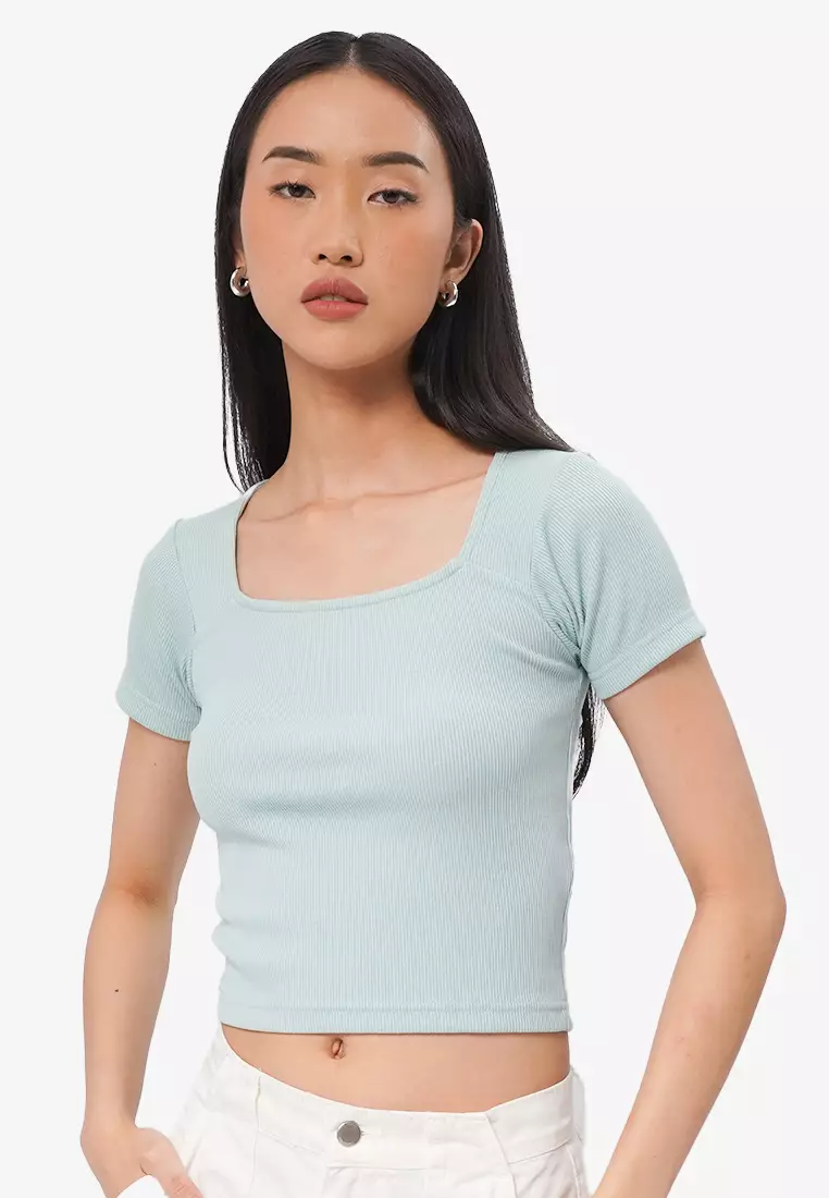 Jual COLORBOX Basic Square Neck T-Shirt Original 2025 | ZALORA Indonesia