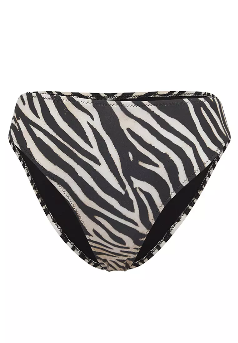 Buy Trendyol Zebra Patterned High Waist Regular Core Bikini Bottom 2026 ...
