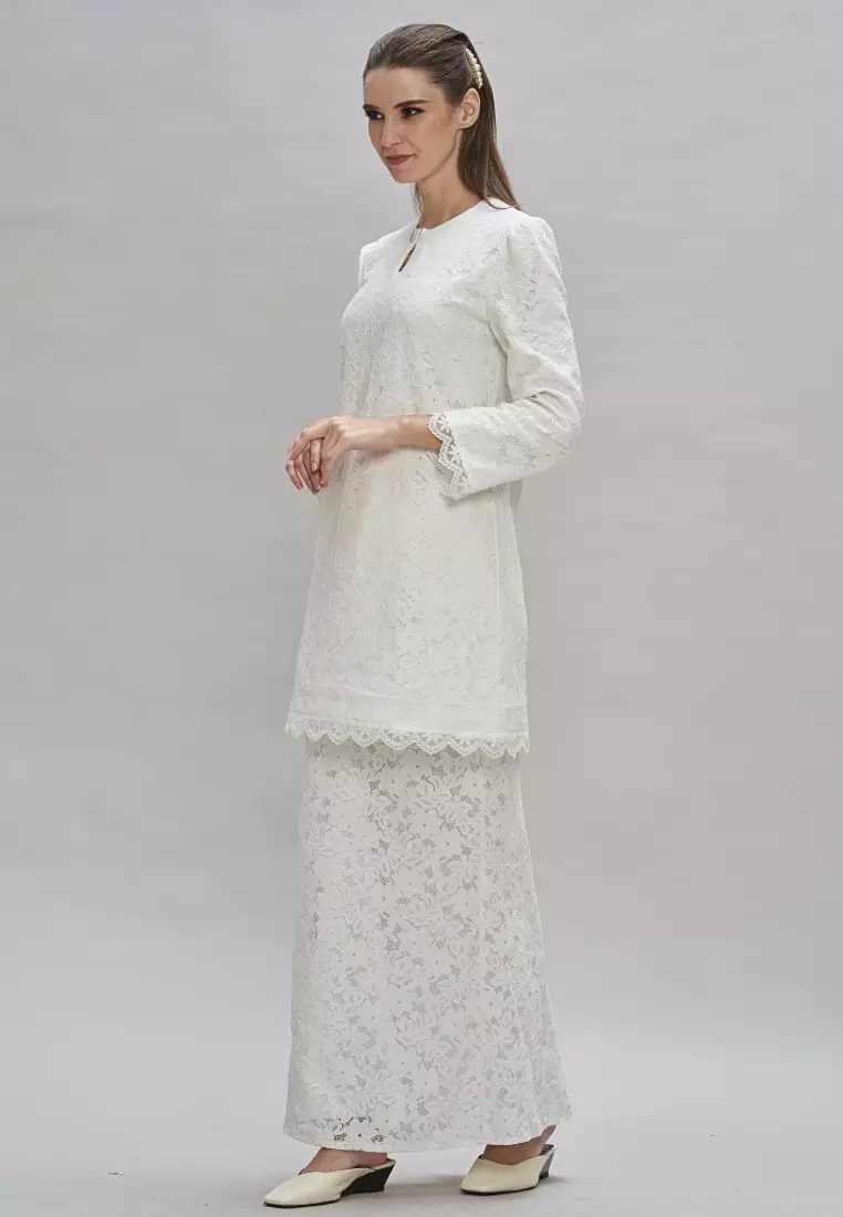 Buy Loveaisyah White Lace Modern Baju Kurung Hari Raya Online | ZALORA ...