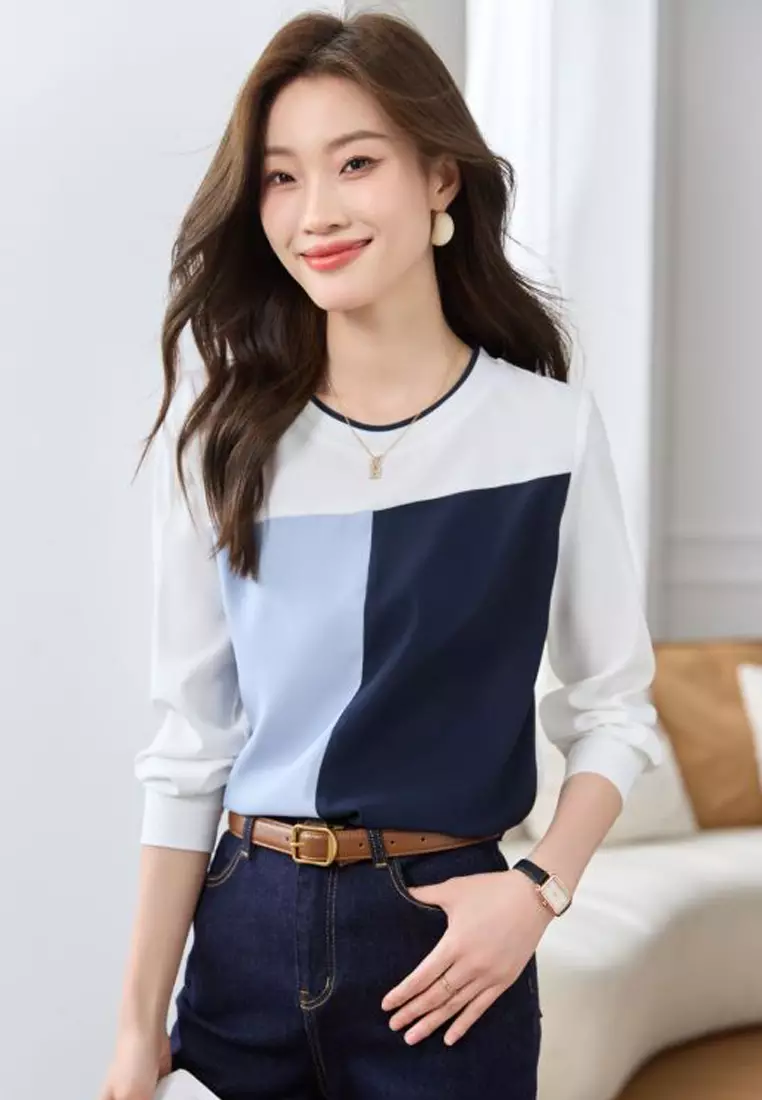 Buy Halo Round Neck Color Block Top 2025 Online | ZALORA