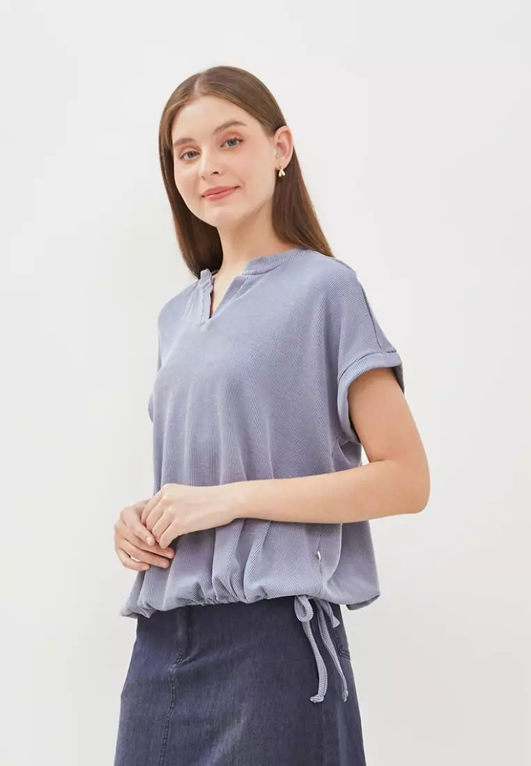 Jual Graphis GRAPHIS Ribbed V-neck Drawstring Top Original 2025 ...