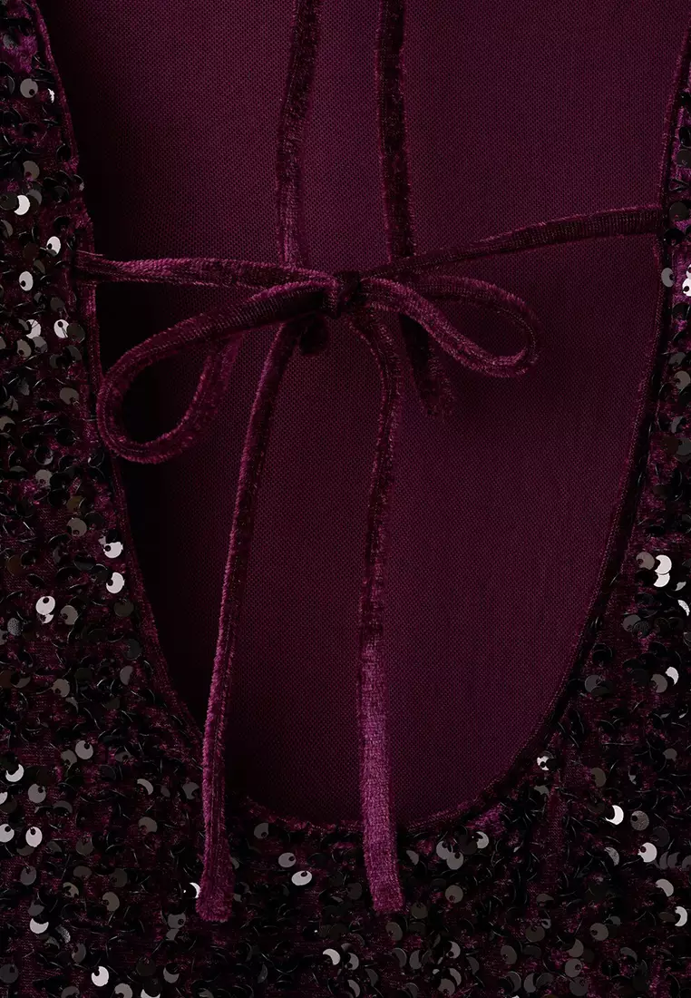 Buy Mango Sequin Dress With Open Back 2026 Online | ZALORA
