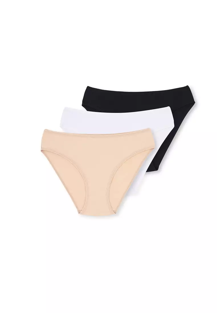 線上選購 DAGİ 3-Pack Black-White-Beige Basic Briefs, Underwear for Women ...