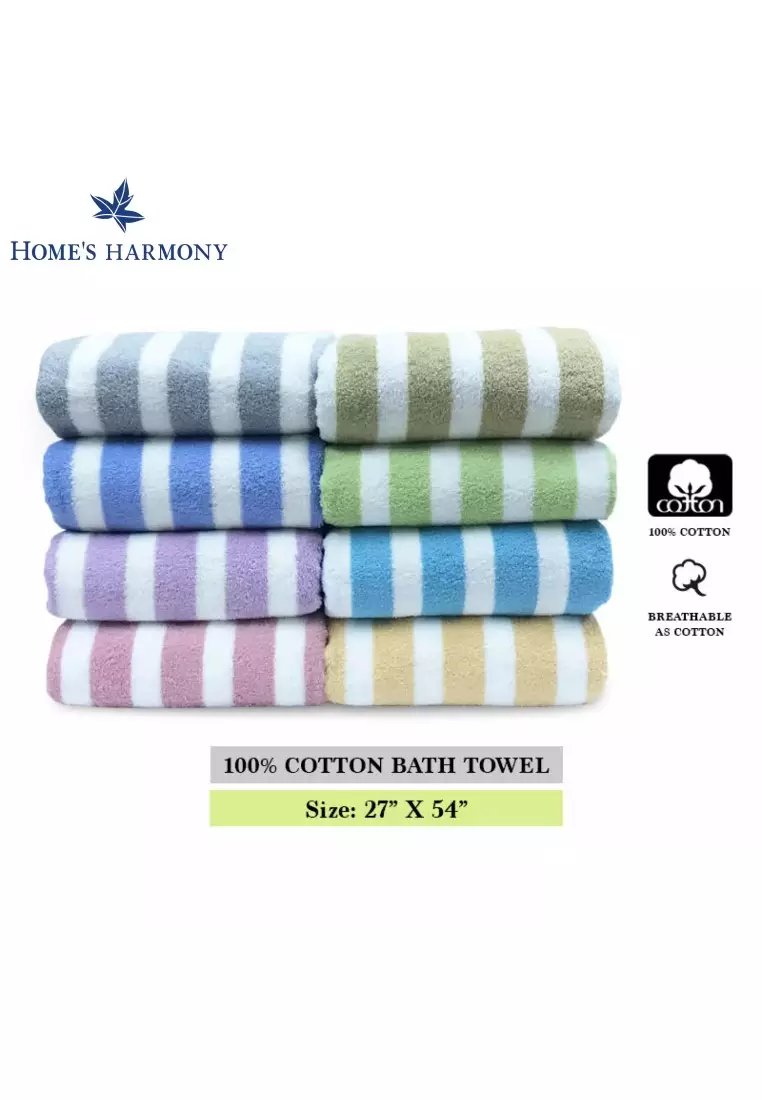 Buy Jean Perry Jean Perry Tokyo Stripe 100% Cotton Bath Towel - Peach ...