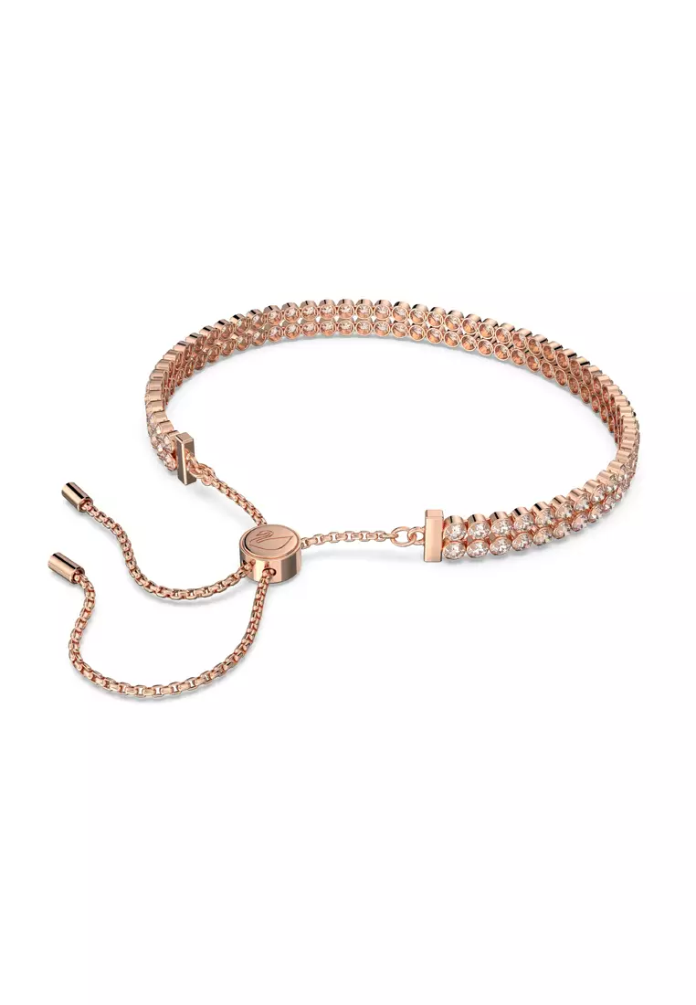 Buy Swarovski Matrix bracelet, Round cut, White, Rose gold-tone plated ...