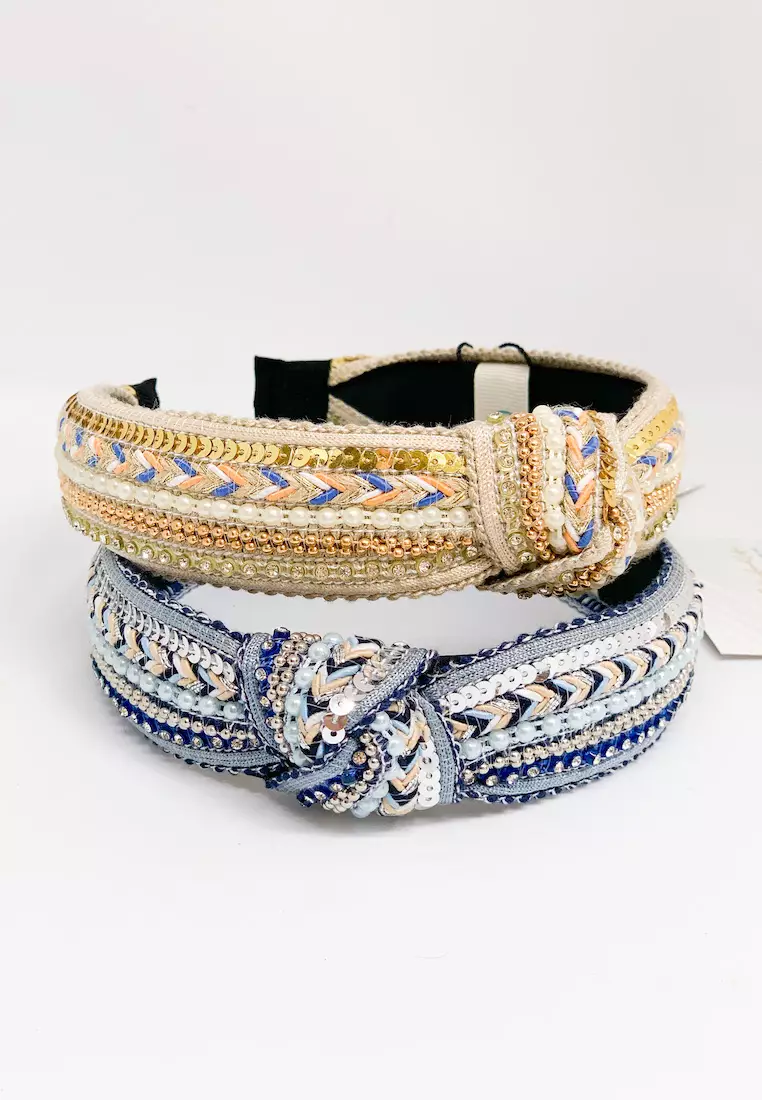 Jual NAVVA BALI Sania Cream White Embellished Headband Original 2024 ...