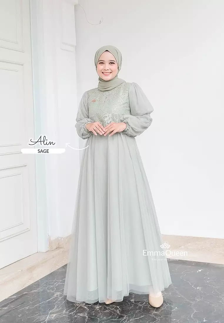 Jual EmmaQueen EmmaQueen - Dress Alin Sage gamis kondangan simple ...