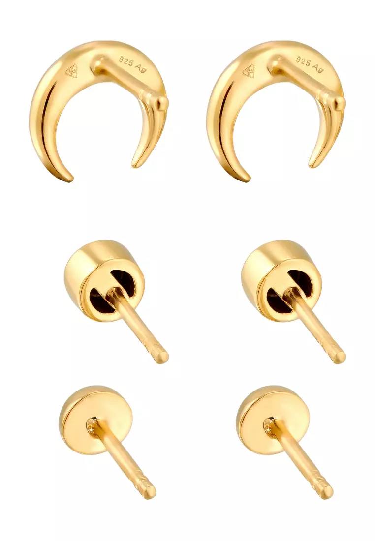 Buy ELLI GERMANY Swarovski® Crystal Moon Earring Set – Gold-Plated ...