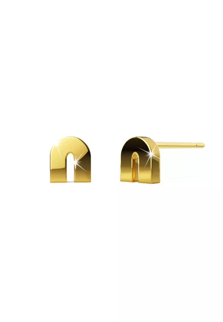 Buy Bullion Gold Bold Initial Alphabet Letter Earrings Gold Layered ...