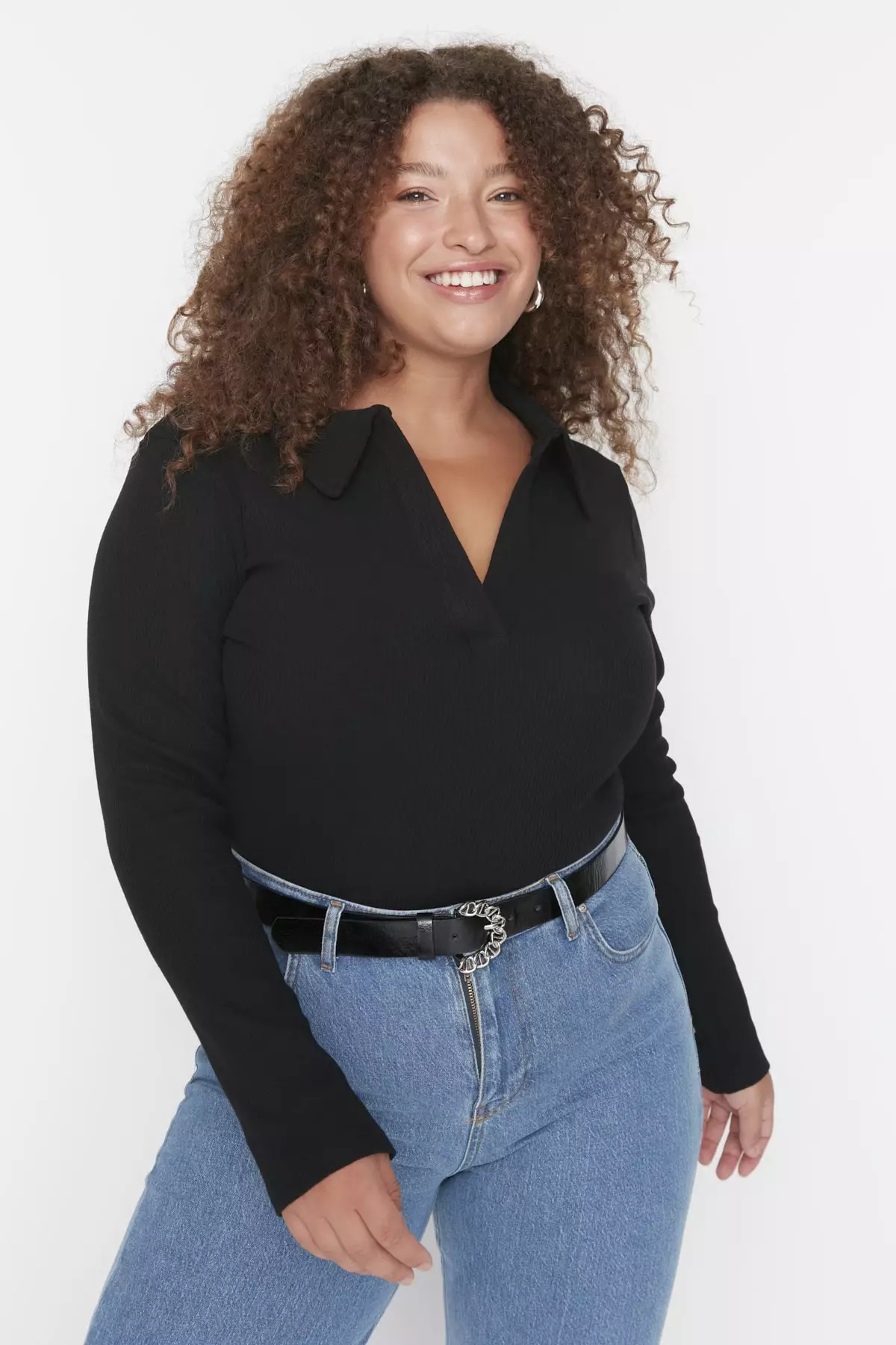 Buy Trendyol Plus Size Collar Neck Bodysuit 2026 Online | ZALORA