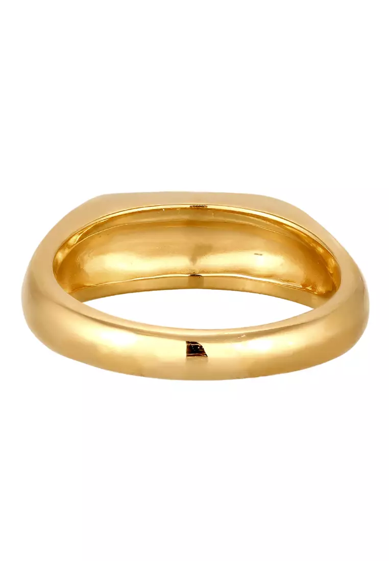 Buy Kuzzoi Ring Men Signet Green Enamel Gold Plated 2026 Online | ZALORA