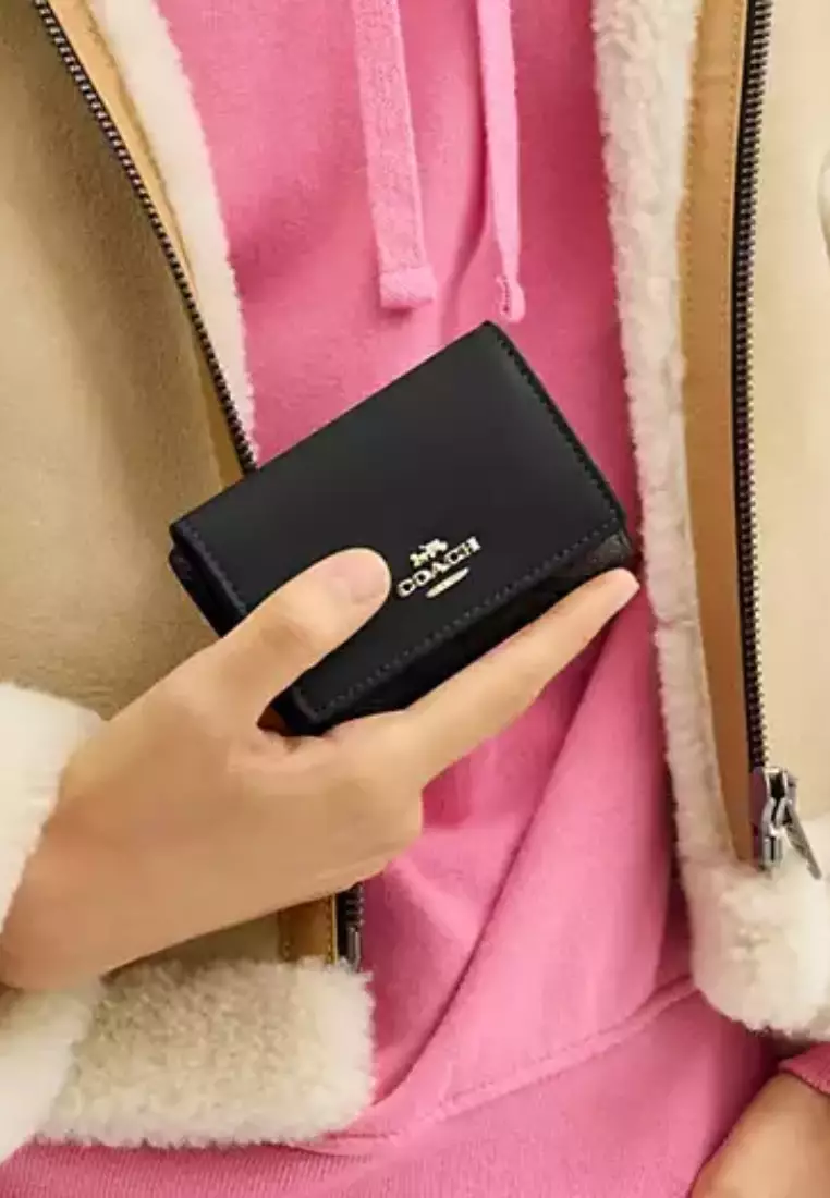 Buy Coach Coach Micro Wallet Signature Canvas In Walnut Black CW804 ...