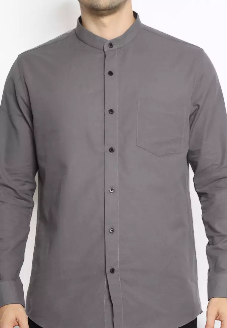 Jual Maginot MAGINOT Kemeja Pria KOKO Basic Polos Lengan Panjang GREY Original 2024 | ZALORA ...