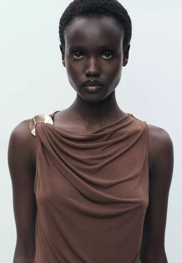 Buy Mango Fitted Top With Metallic Detail 2025 Online | ZALORA