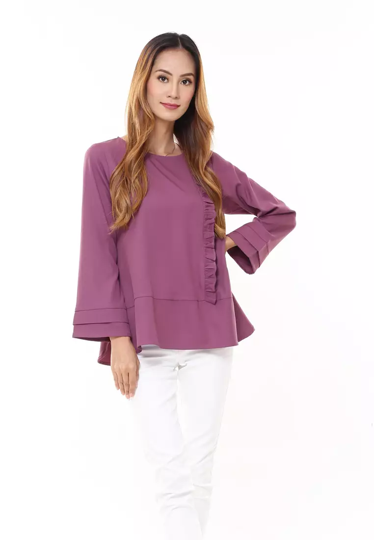 Buy Rina Nichie Basic Lydia Ruffles Top in Dusty Purple Online | ZALORA ...