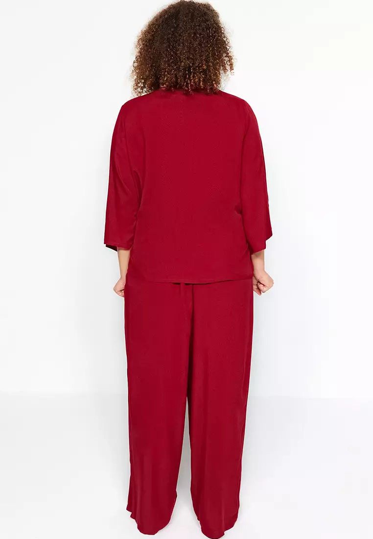 Buy Trendyol Plus Size Wrap Pajamas Set Online | ZALORA Malaysia