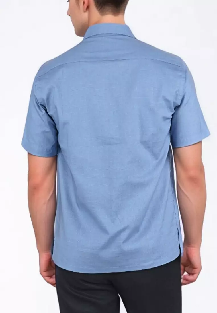 Jual Crocodile Crocodile LINE2 Blue 119 - Men Shirt Kemeja Lengan ...