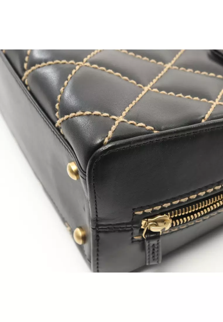 線上選購 Chanel Pre-Loved Chanel wild stitch Handbag leather black gold ...