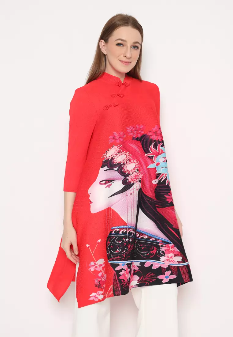 Jual Rupa Arupa Rupa Arupa - Red Xiu Pleats Tunic Dress with Giant ...