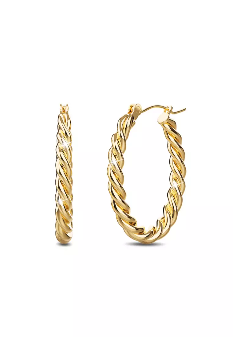 Buy Bullion Gold Intertwined Braid Hoop Gold Layered Earrings Online ...