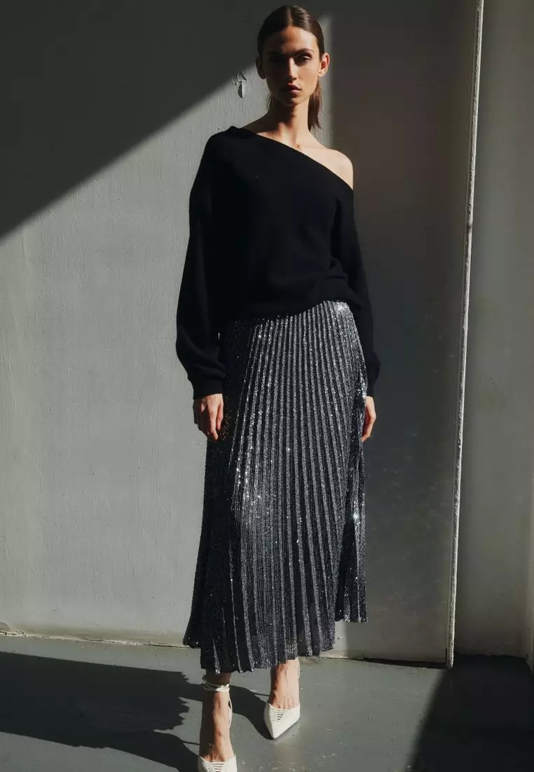 Buy Next Premium Sequin Pleated Skirt Online Zalora Malaysia