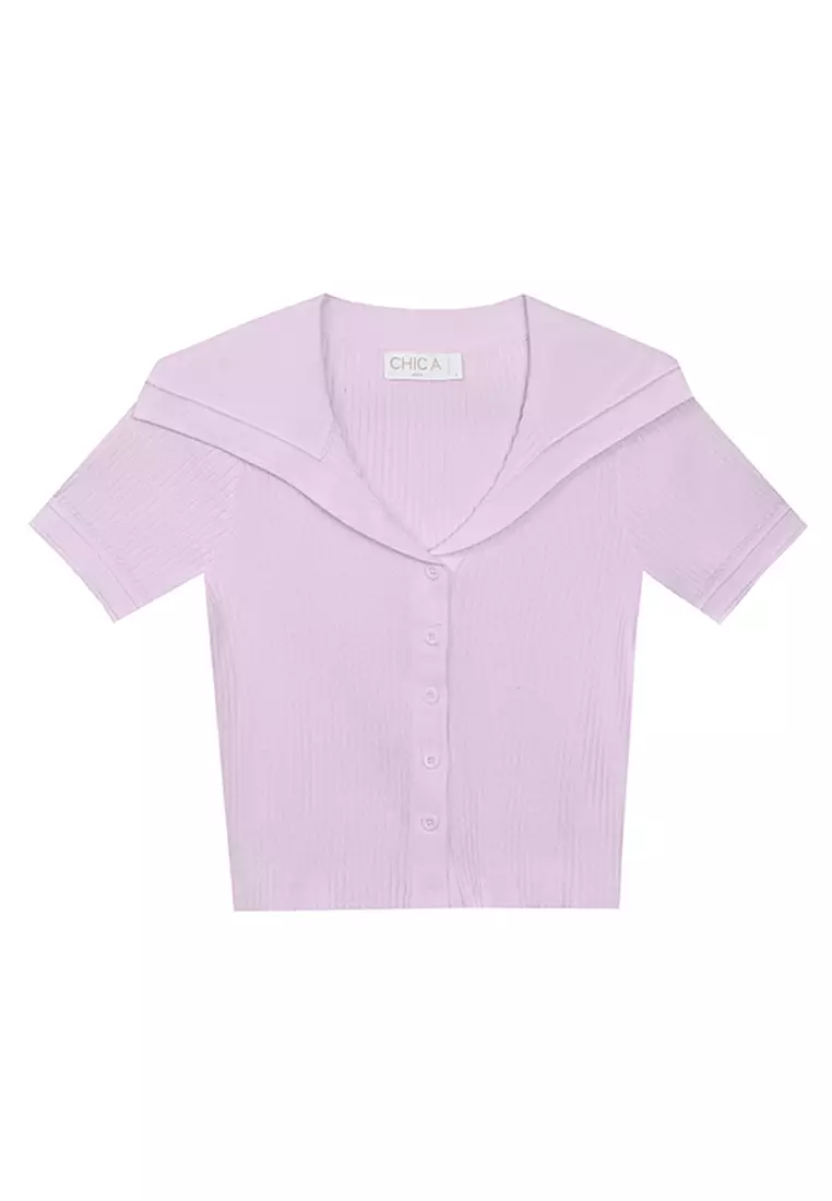 Buy AIR SPACE Boat Neck Collar Top Online | ZALORA Malaysia