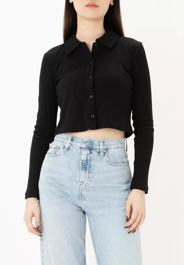 Buy Calvin Klein Knit Button Up Polo Top 2025 Online | ZALORA