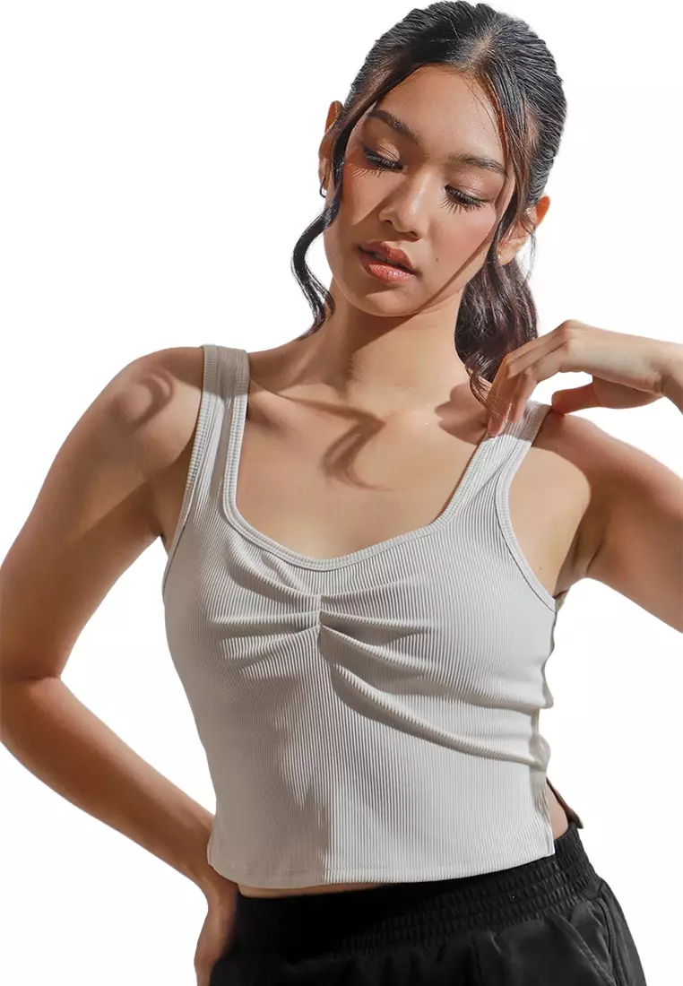 Buy JUST G Ribbed Tank Top With Ruching 2025 Online | ZALORA Philippines