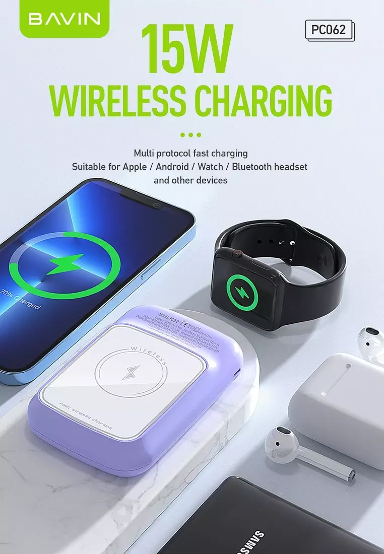 Buy BAVIN Bavin PC062 10000mAh 22.5W Fast Charging Power Bank Magnetic Wireless Charging Power ...