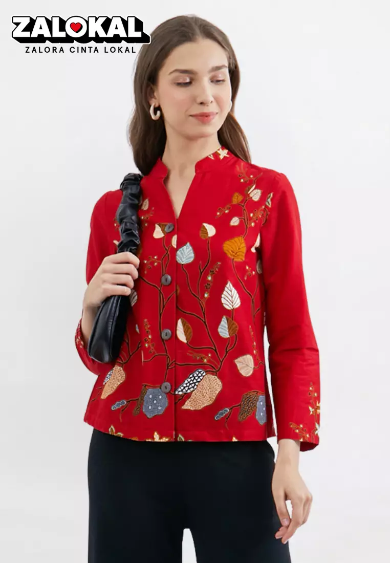 Jual Nayara Blouse Batik Agnia Merah Original 2024 | ZALORA Indonesia