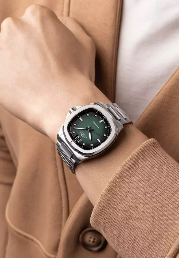Buy Mido Mido Multifort TV Big Date Green Dial Stainless Steel Band ...