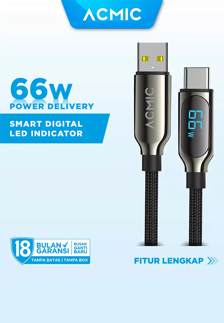 Jual ACMIC ACMIC DIGILINE Kabel Data USB-A to USB-C Fast Charging 66W ...