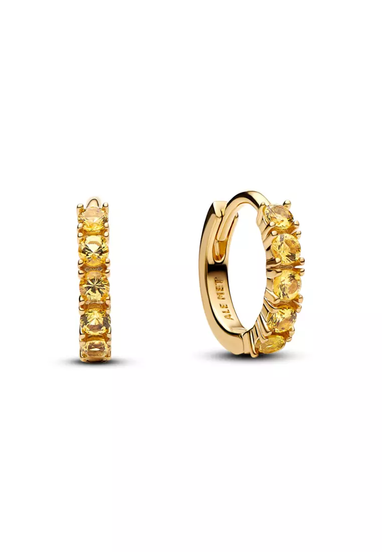 Buy Pandora Pandora 14K Gold Plated Yellow Huggie Earrings Online ...