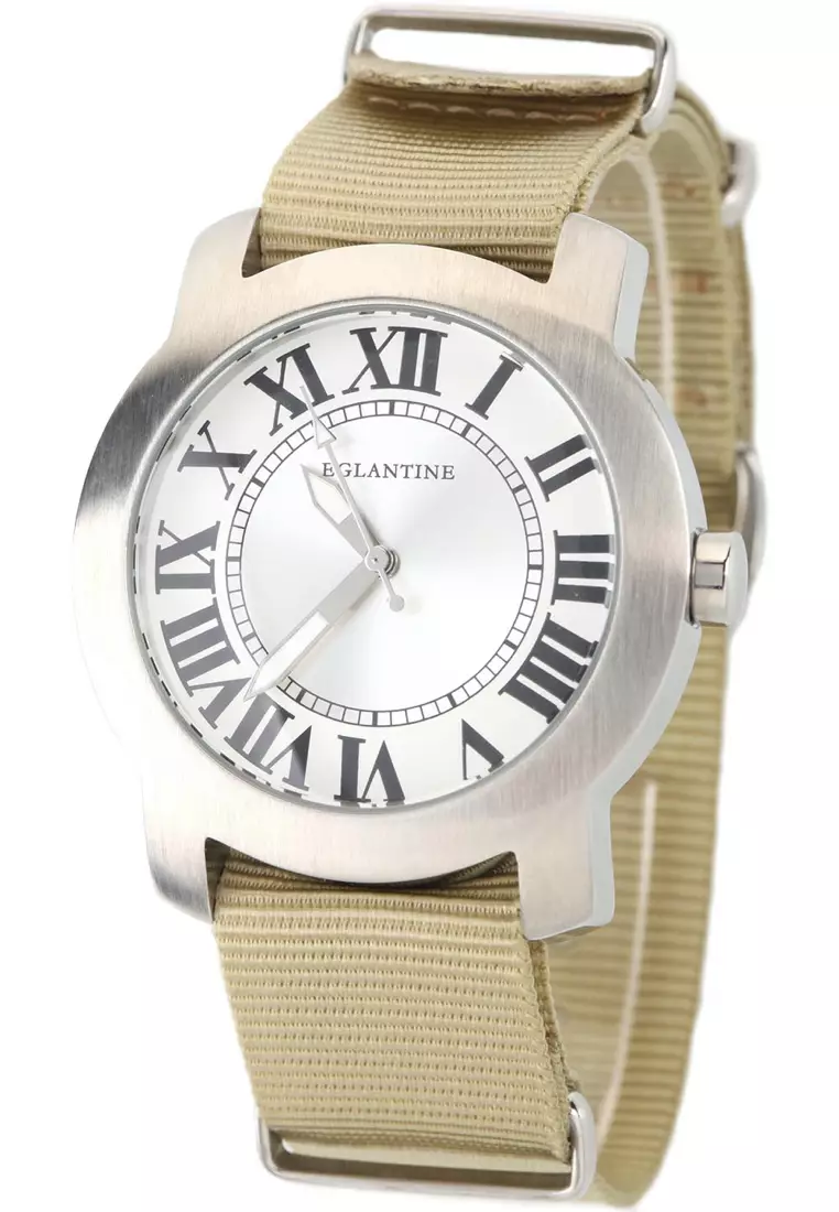 Buy EGLANTINE Emile Unisex Steel Quartz Watch on Khaki NATO Strap ...