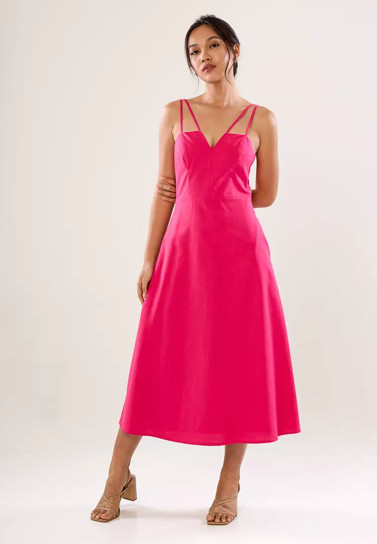 Buy Dressing Paula Linen Strappy Dress Online | ZALORA Malaysia