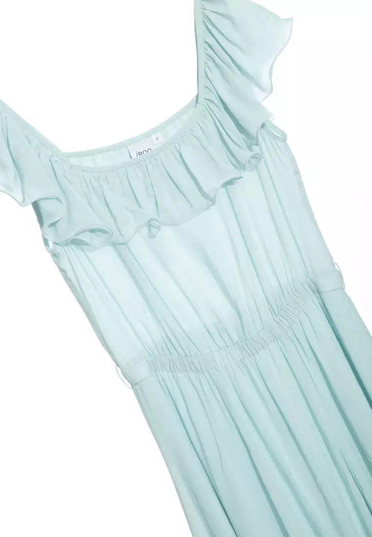 Buy iROO Sky Blue Ruffle Dress 2025 Online | ZALORA