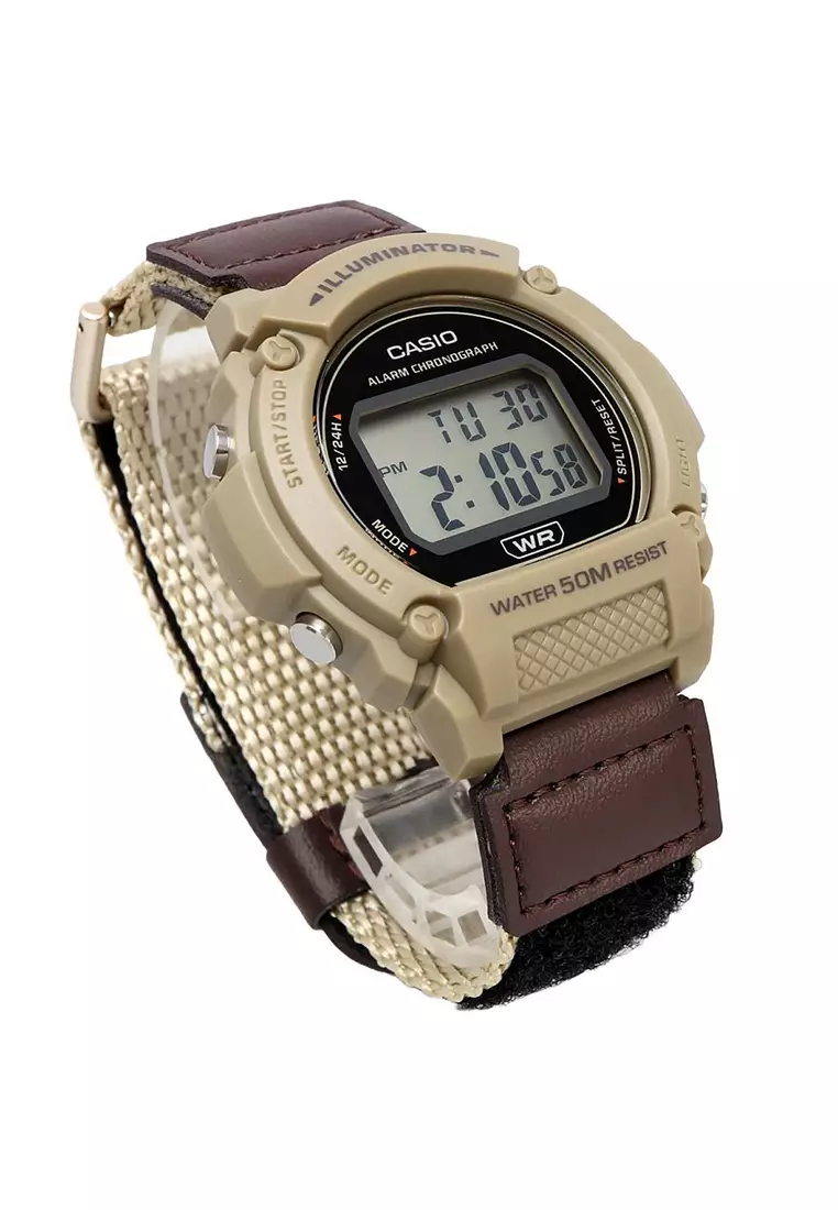 Buy Casio Men's Digital Watch W-219HB-5A Brown Cloth Strap Sport Watch ...