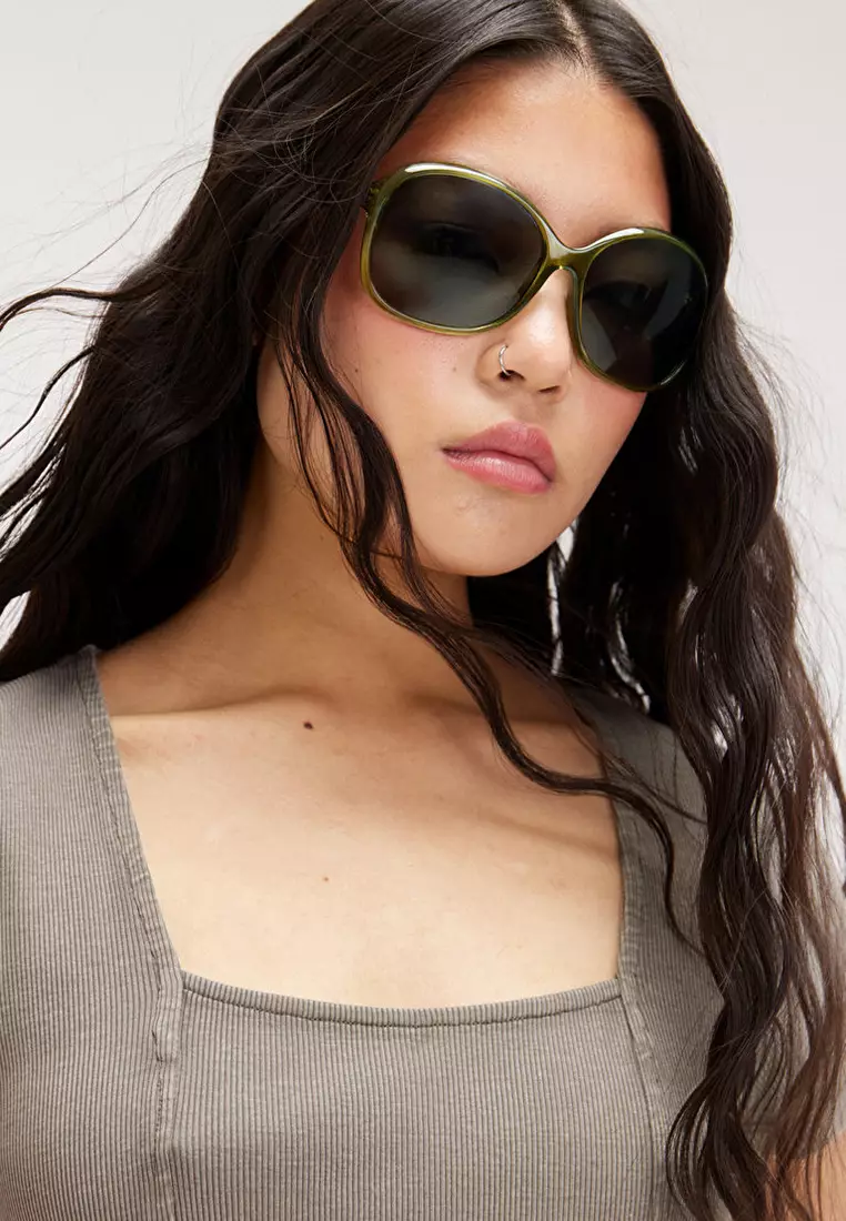 Buy Monki Large Oval Sunglasses Online | ZALORA Malaysia