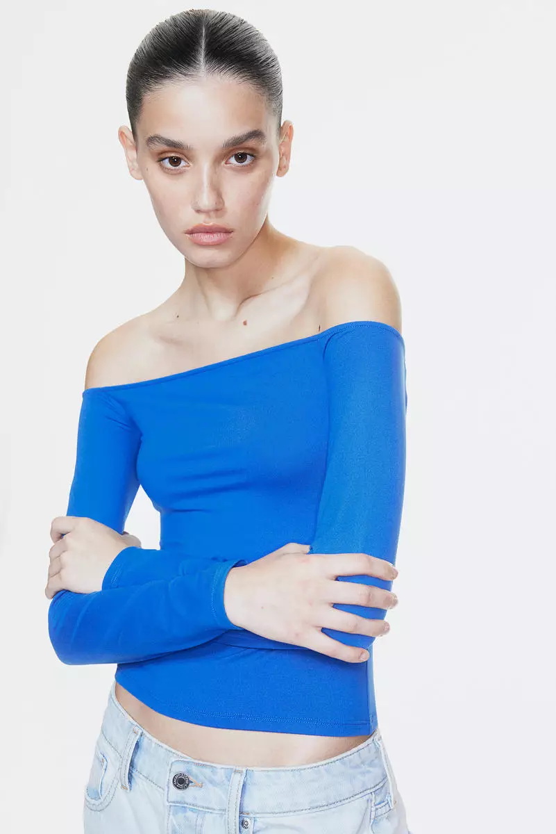Buy H&M Off-the-shoulder jersey top Online | ZALORA Malaysia