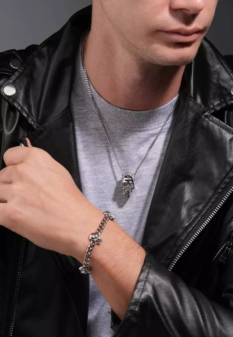 Buy Police Police Vertex Silver Stainless Steel Necklace For Men ...