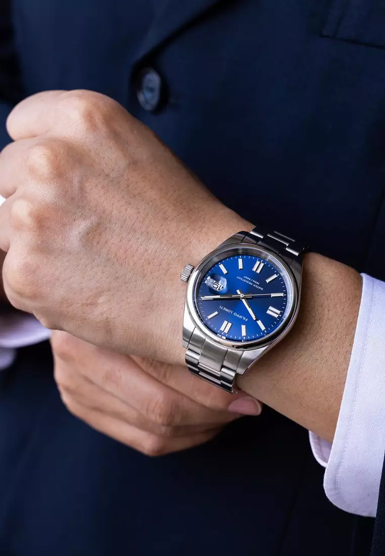 Buy Filippo Loreti Unisex Stainless Steel Attache Automatic Steel Blue ...